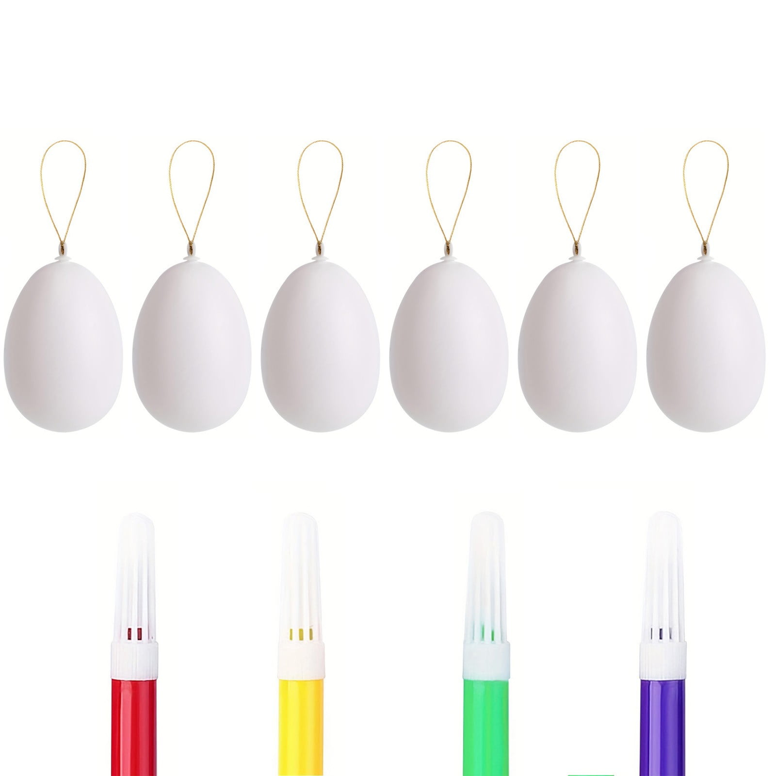 6Pack Fake Eggs 3.15in+4 Watercolor Pens, Children Play Kitchen Game ...