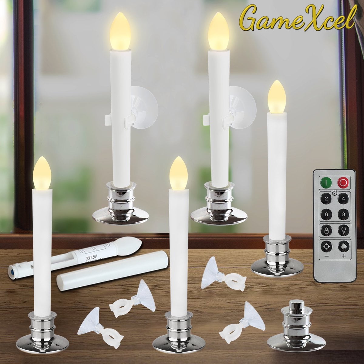 6Pack Flameless Taper Candles Led Light with Remote,Suction Cups and ...
