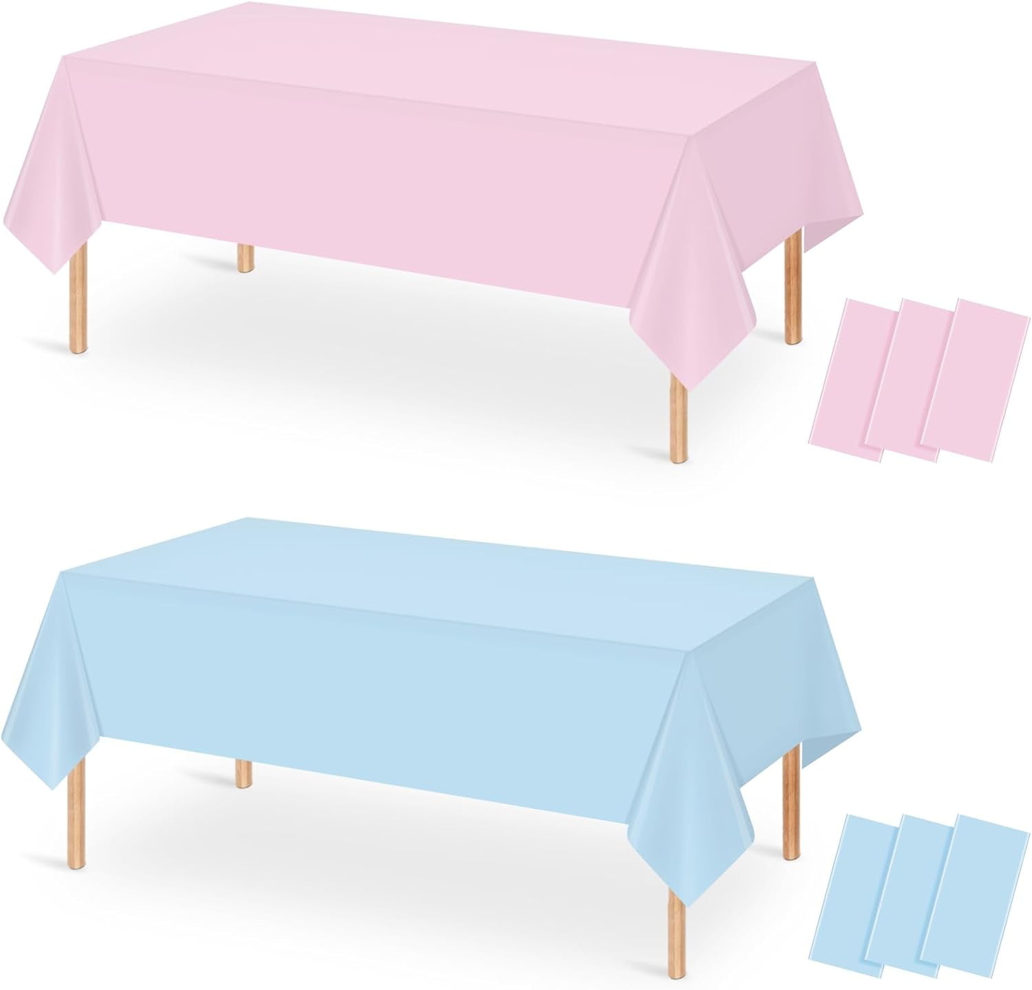 6Pack Gender Reveal Tablecloths, Disposable Plastic Pink and Blue ...