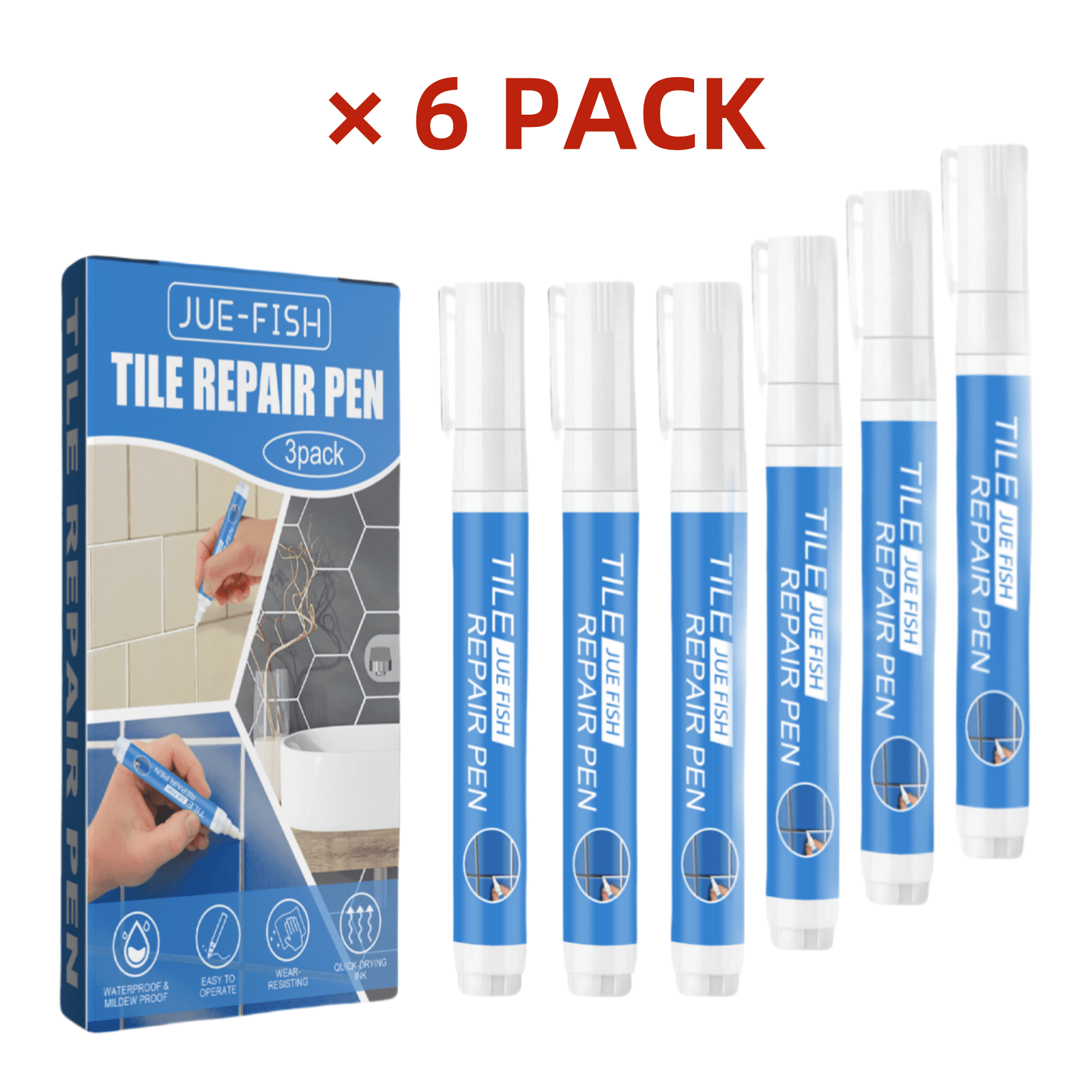 6Pack Grout Pen White Tile Paint Marker: Waterproof Grout Paint, Tile ...