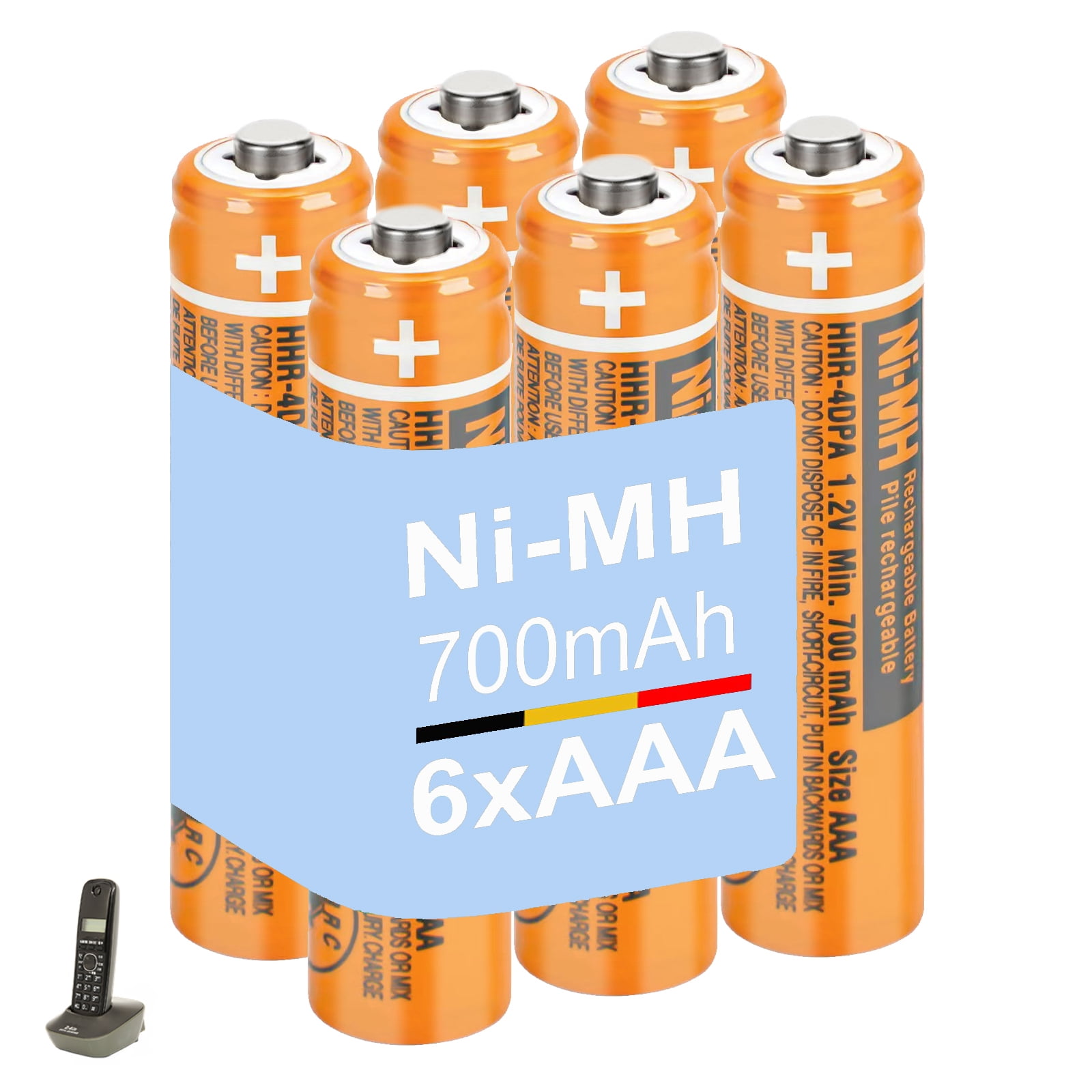 6Pack HHR-4DPA AAA Rechargeable Battery 700mAh 1.2V for Panasonic ...