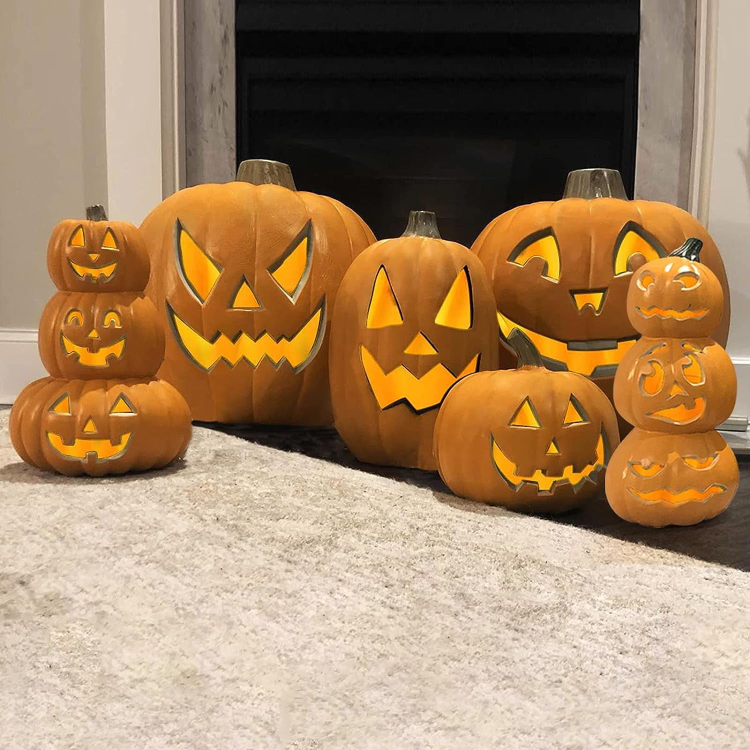 6Pack Halloween Pumpkin Lanterns, Jack o Lanterns Light Up Pumpkin ...