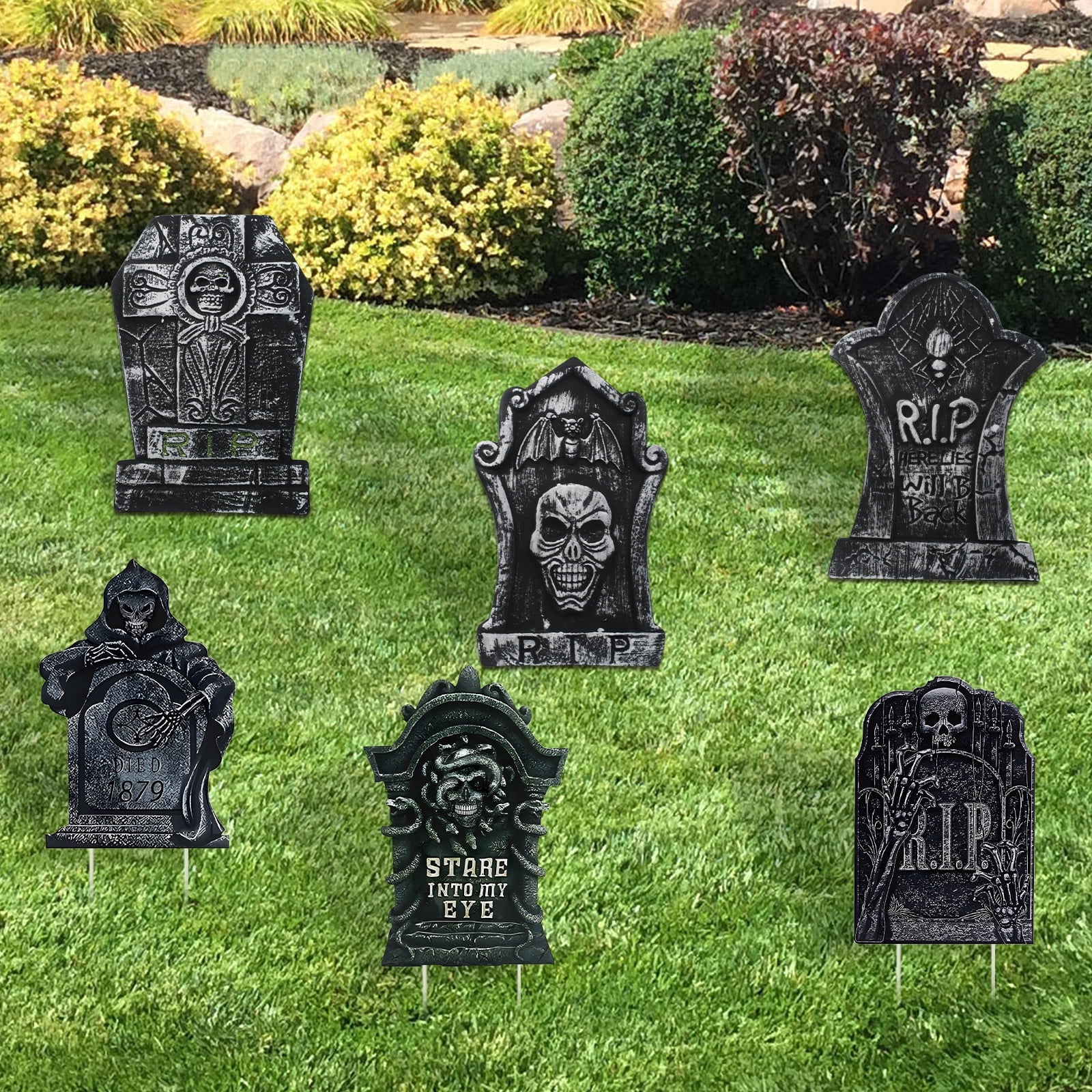 6Pack Halloween Tombstone (3P Yard Sign + 3P 3D Foam Tombstone) for ...