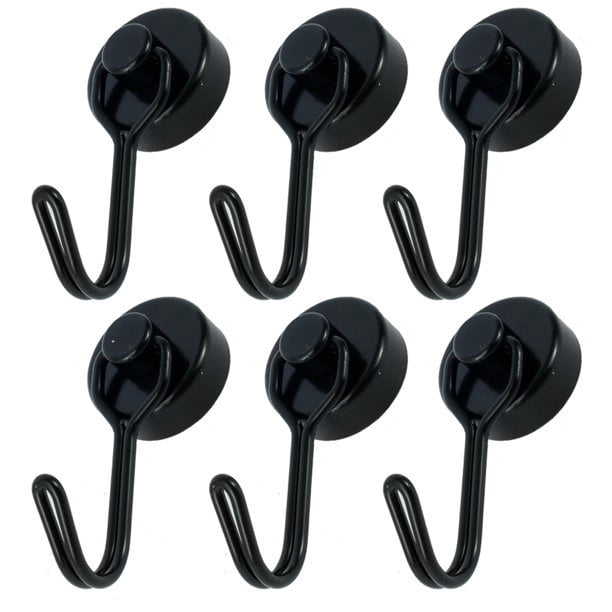 SKYCARPER Magnetic Hooks, Heavy Duty Neodymium Hooks, 6 Pack, Black ...