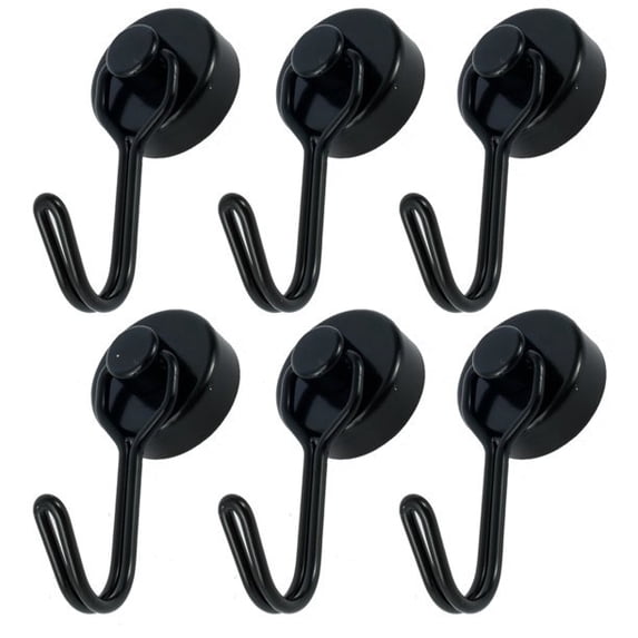 SKYCARPER Magnetic Hooks, Heavy Duty Neodymium Hooks, 6 Pack, Black ...