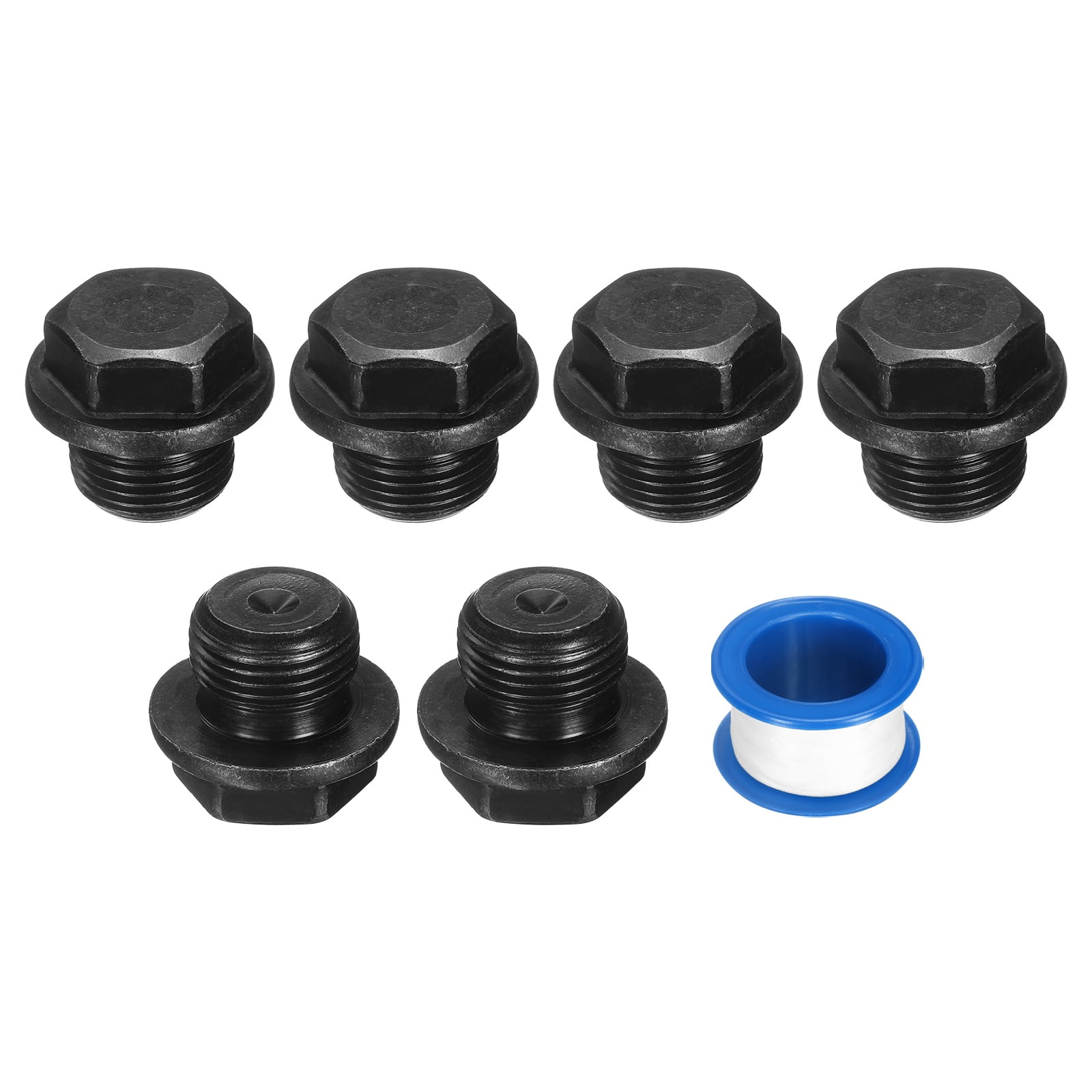 6Pack M20x1.5 Outer Hex Head Male Thread Socket Pipe Fitting Plugs, Carbon Steel Flange Engine ...