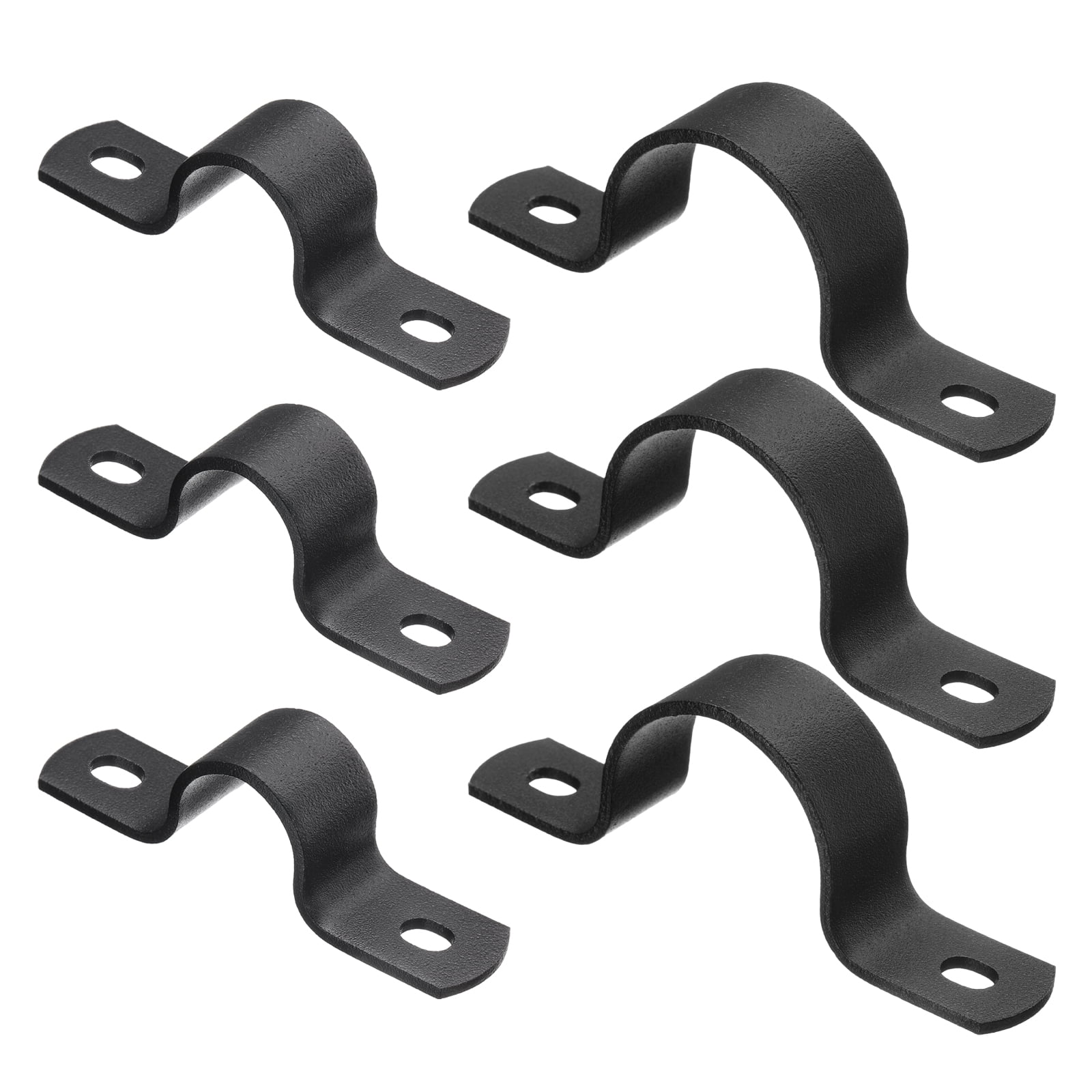 6Pack Metal Pipe Clamps, 2 Sizes Carbon Steel Two Hole Strap U Bracket ...