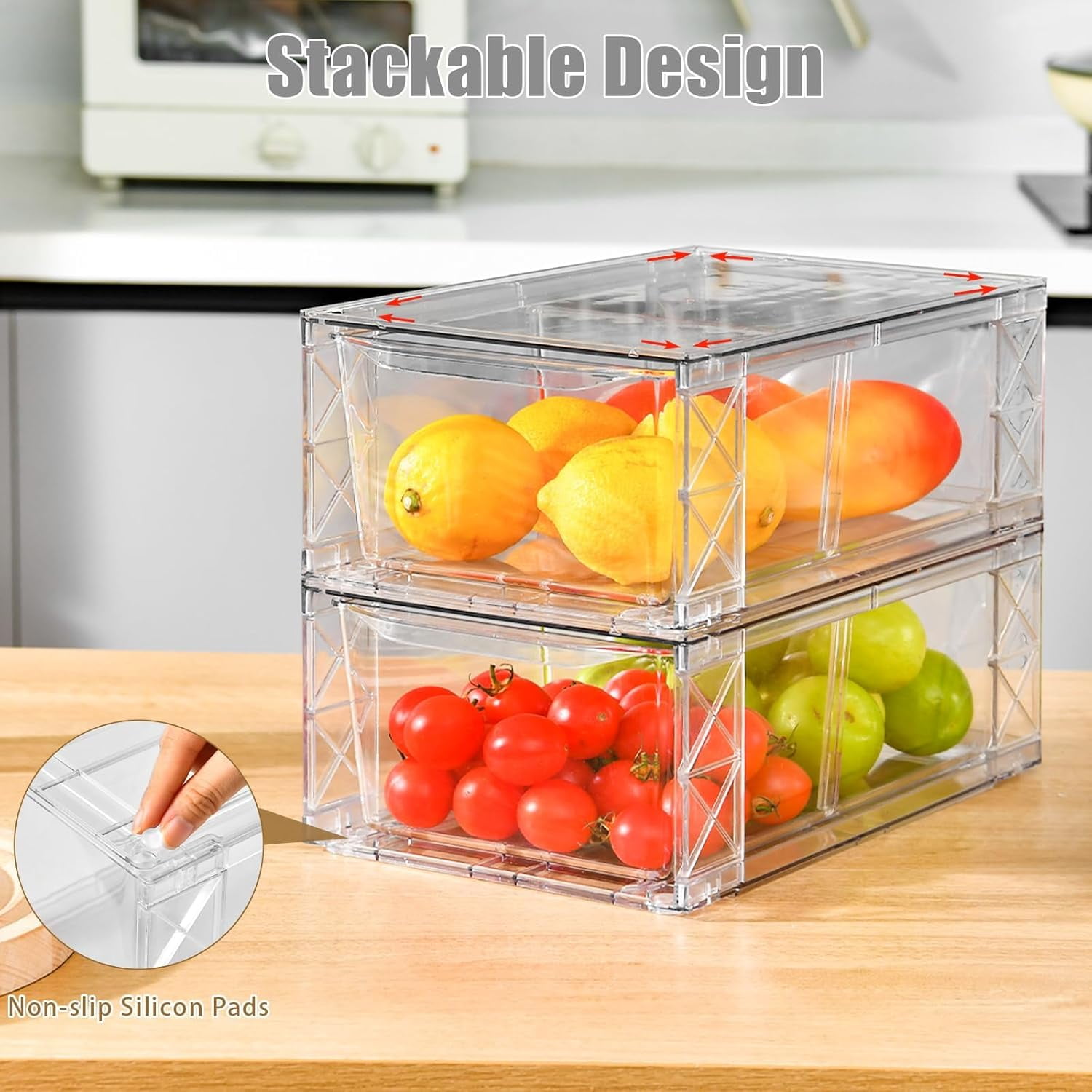 6Pack Pantry Organizers and Storage,Clear Stackable Kitchen Storage ...