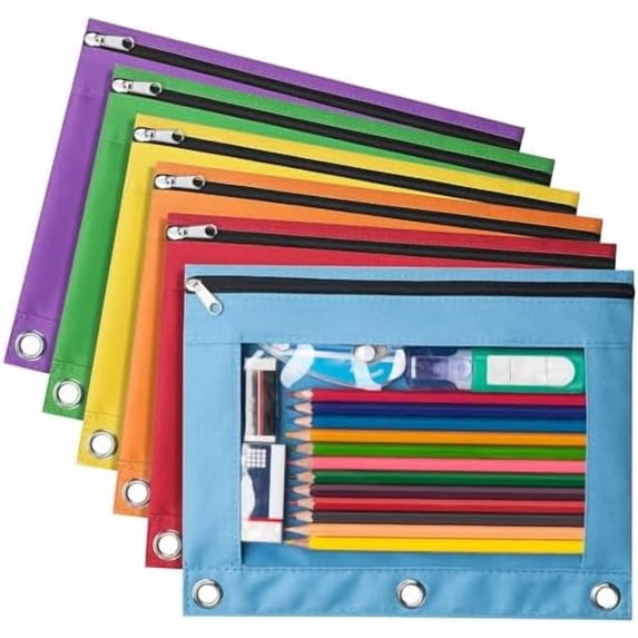 6Pack Pencil Pouches for 3 Ring Binder, Smooth Zipper 3 Ring Binder ...