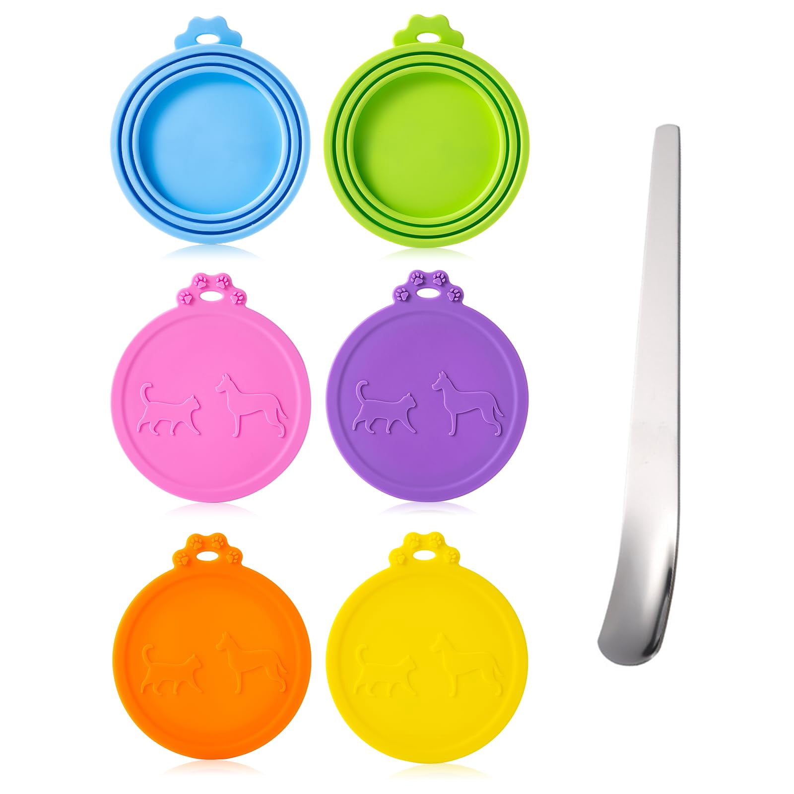 6Pack Pet Food Can Cover Lids With Stainless Steel Spoon For Cat Dog ...