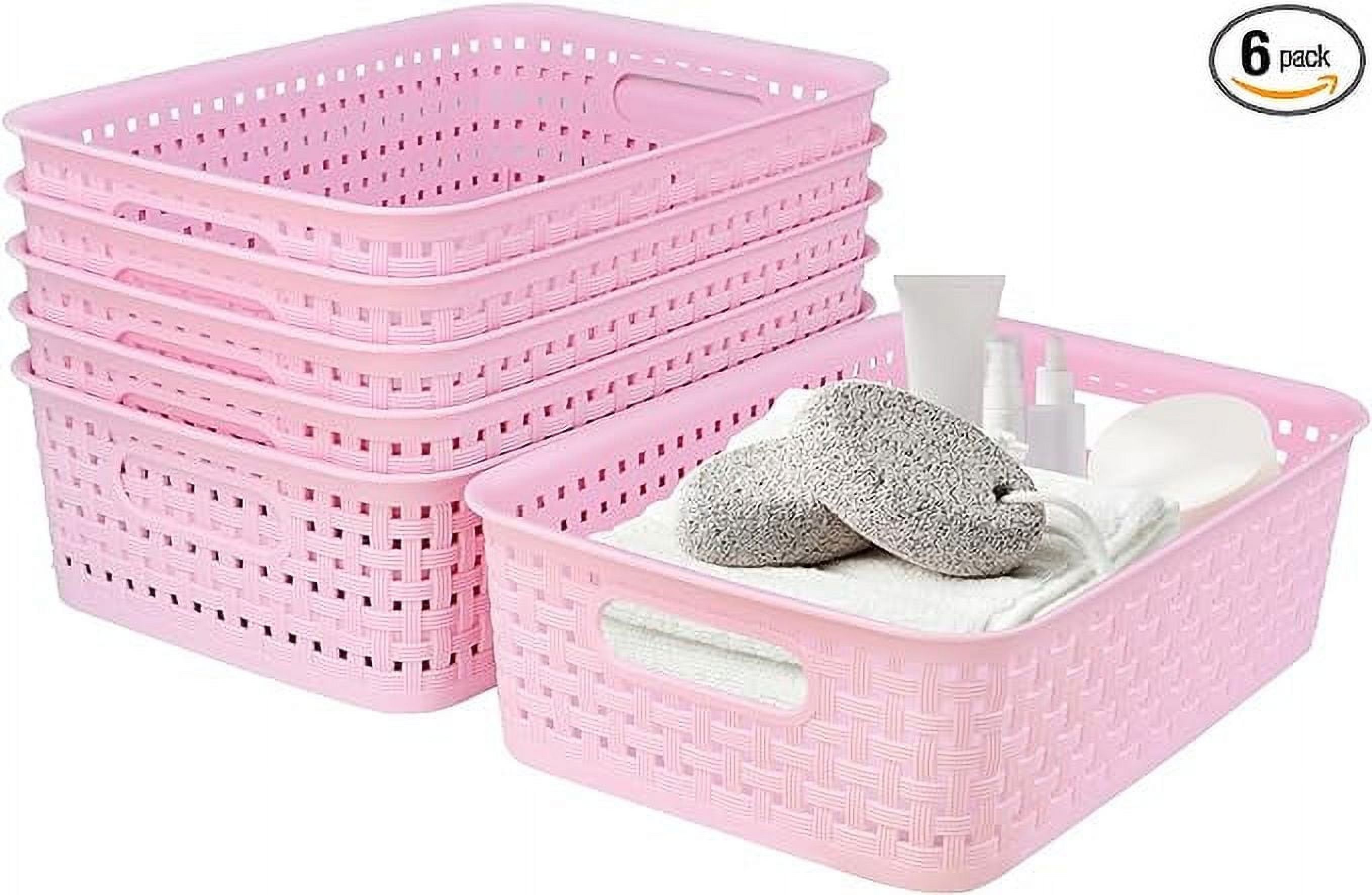 YBM Home Plastic Storage Basket Bin and Drawer Organizer, 11.5” x 8 ...