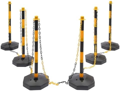 6Pack Plastic Warning Post, Traffic Delineator Post Cones, Adjustable ...