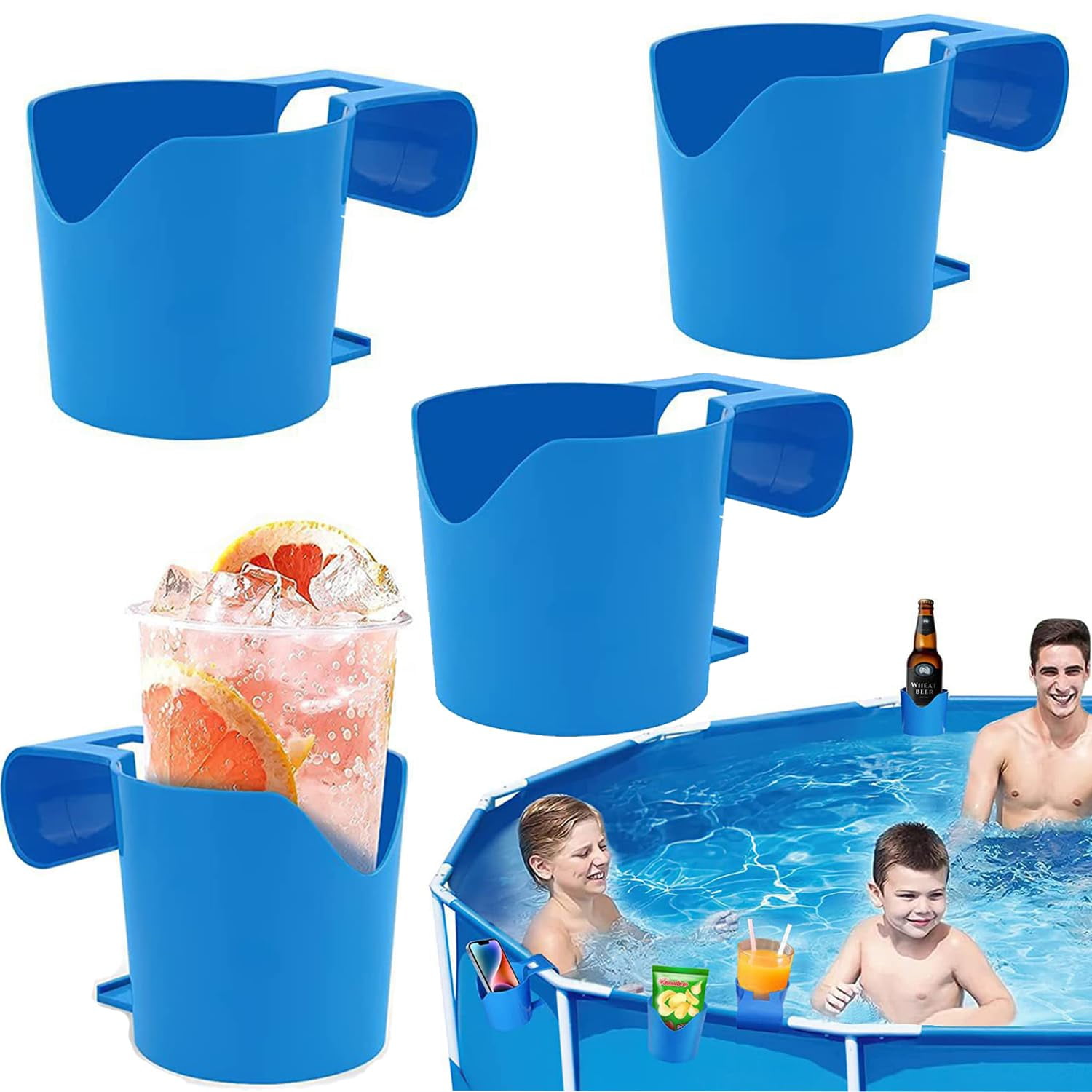 6Pack Poolside Cup Holders for Above Ground Pool Cup Holders for Drinks ...