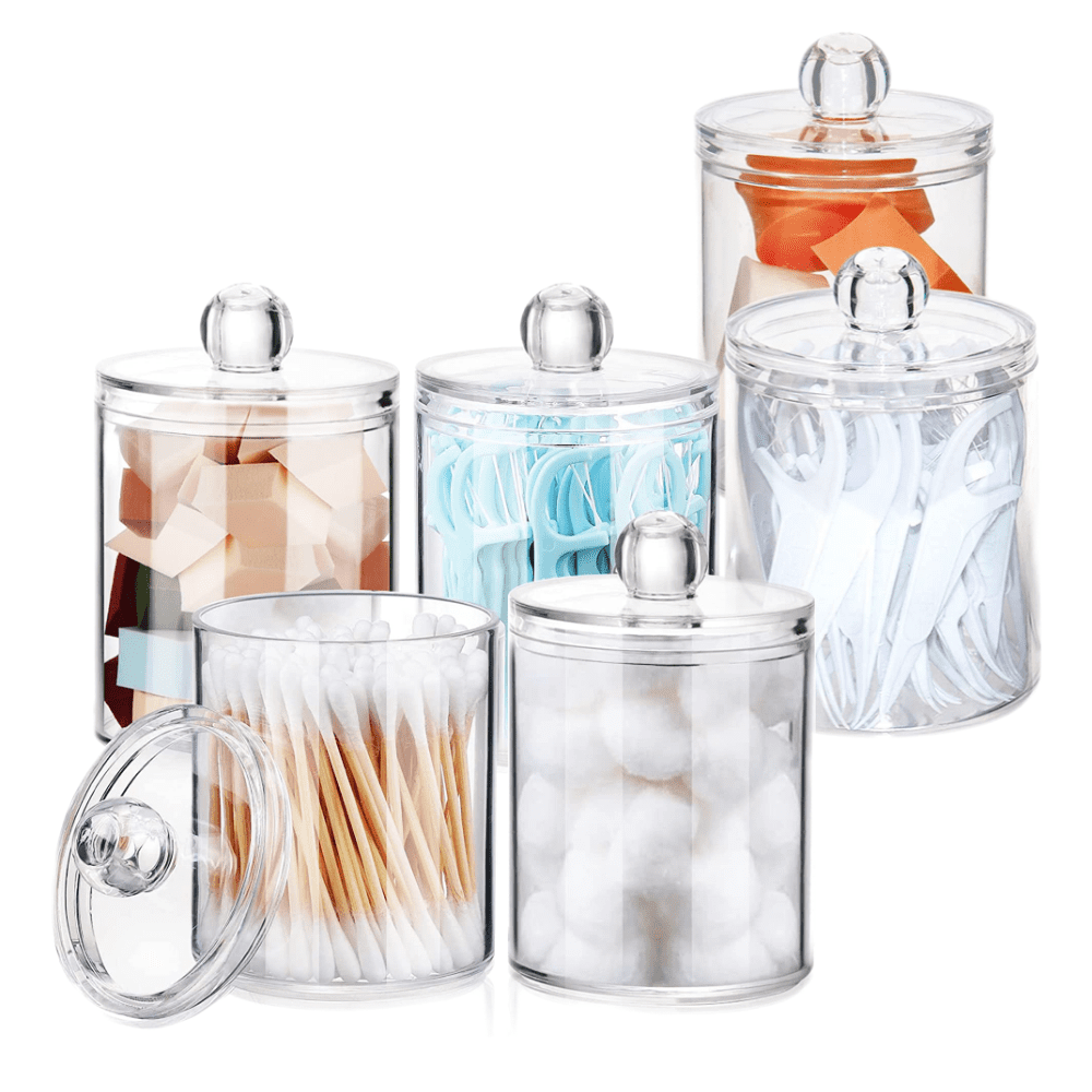 6Pack Qtip Holder Dispenser for Cotton Ball Pad Round Swab Holder,Clear ...