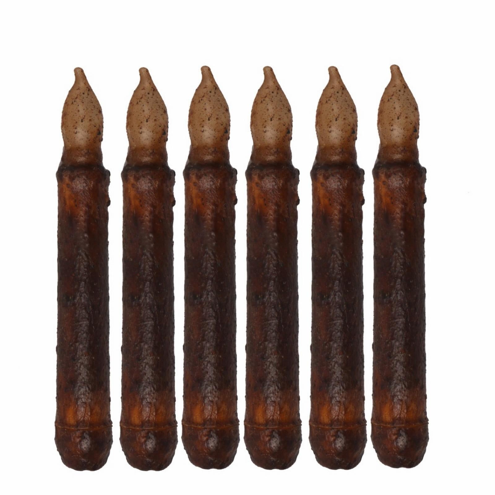 6Pack Real Wax Pillar Taper Candle Primitive Drip Candles Flameless LED ...