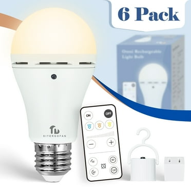 2 Pack Rechargeable Light Bulb Emergency Battery Operated Light Bulbs ...