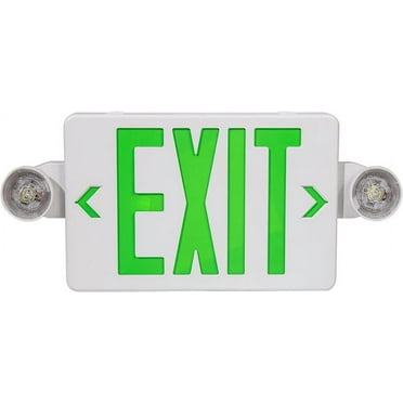 Spectsun 1 Pack Red & Green LED Exit Sign with Emergency Lights-Two LED ...