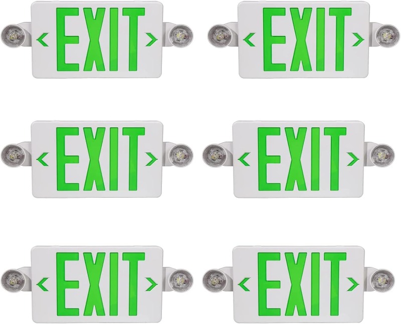 6Pack Red Exit Sign with Emergency Lights, Two LED Adjustable Head ...