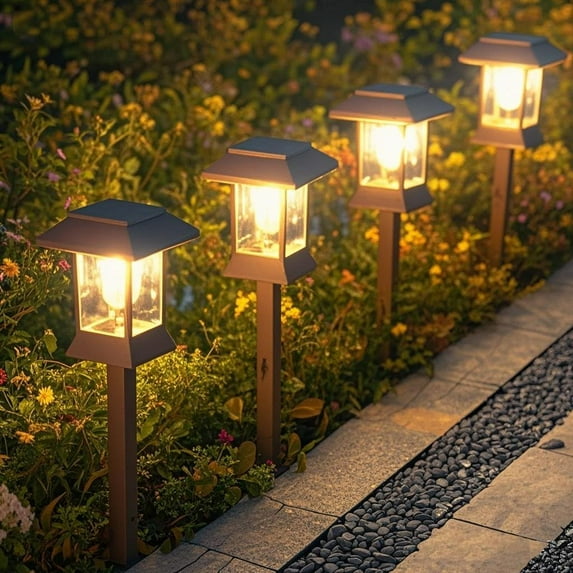 6Pack Solar Pathway Lights Outdoor IP65, Brown Solar Lights Outdoor ...