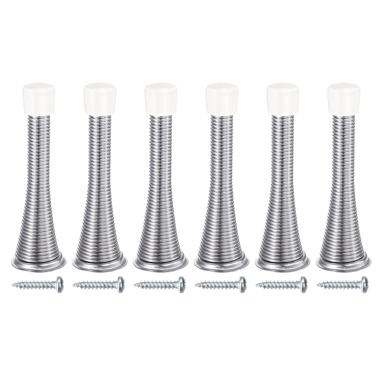 6Pack Spring Door Stopper, 3-3/16" Flexible Door Stop with Rubber ...