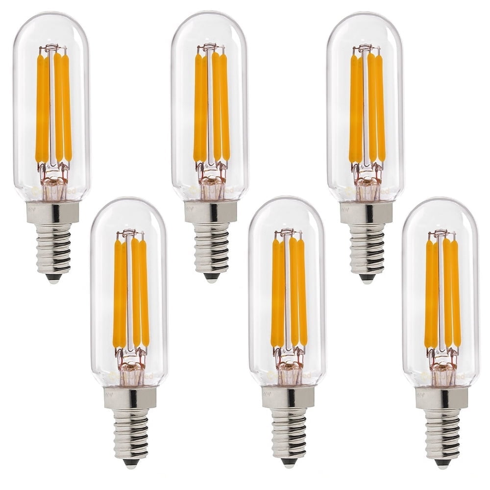 6Pack T25 Tubular Led Filament Bulb E12 Candelabra Base 4W Equal to 40 ...