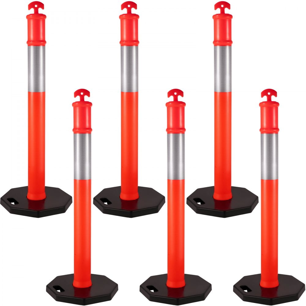 6Pack Traffic Delineator Posts 44 Inch Height, PE Delineator Cones Post ...