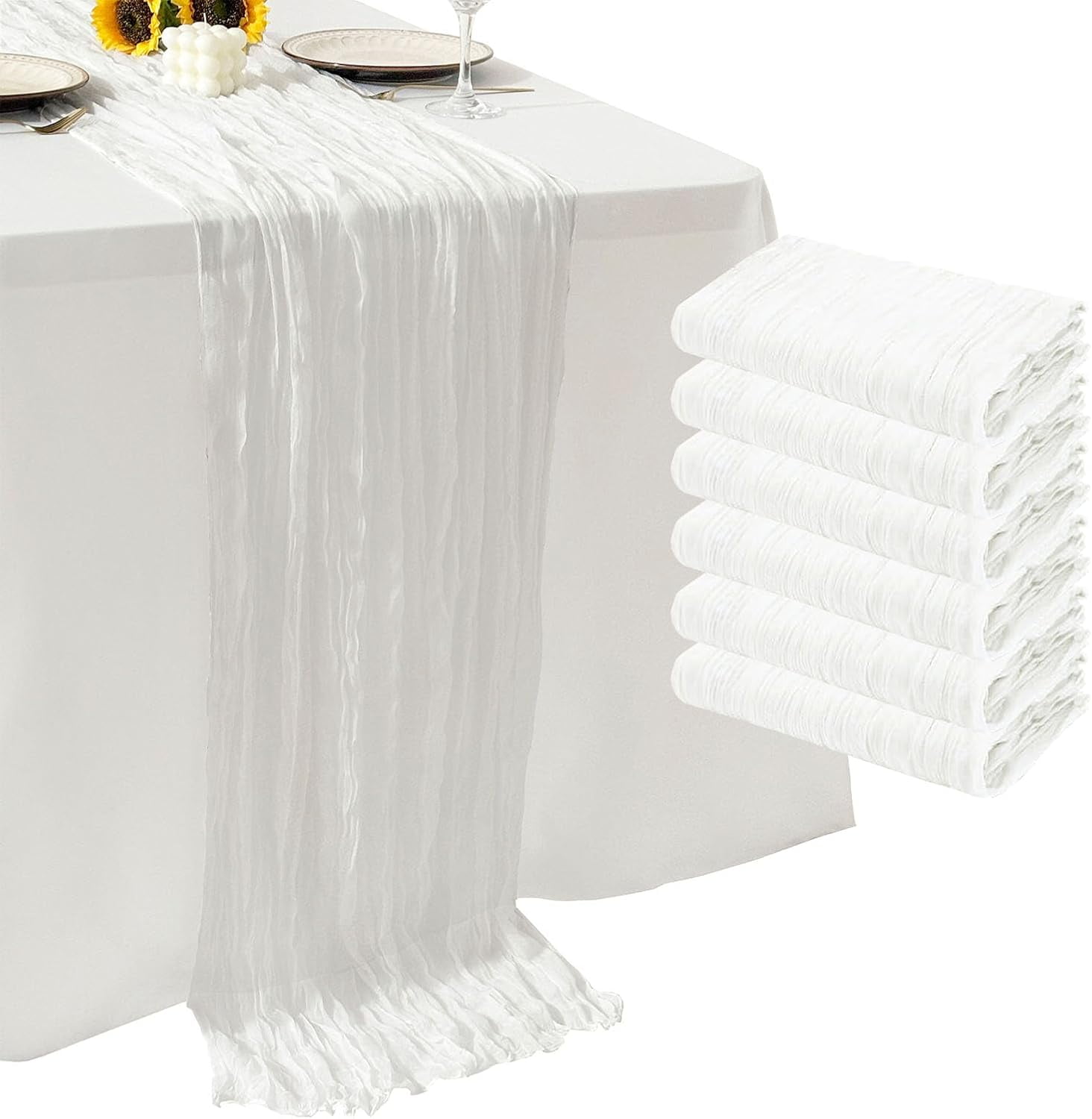 6Pack White Cheesecloth Table Runner 10Ft Gauze Table Runner White ...