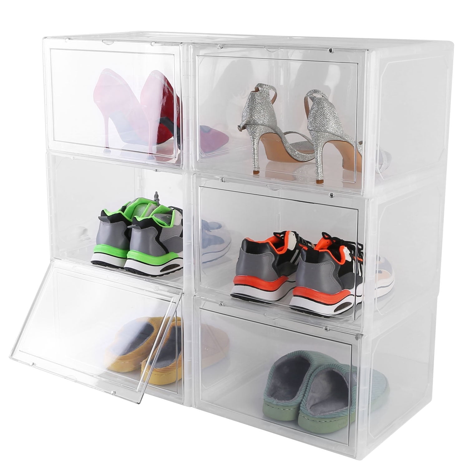 6-Pack Stackable Collapsible Shoe Boxes - Walmart.com