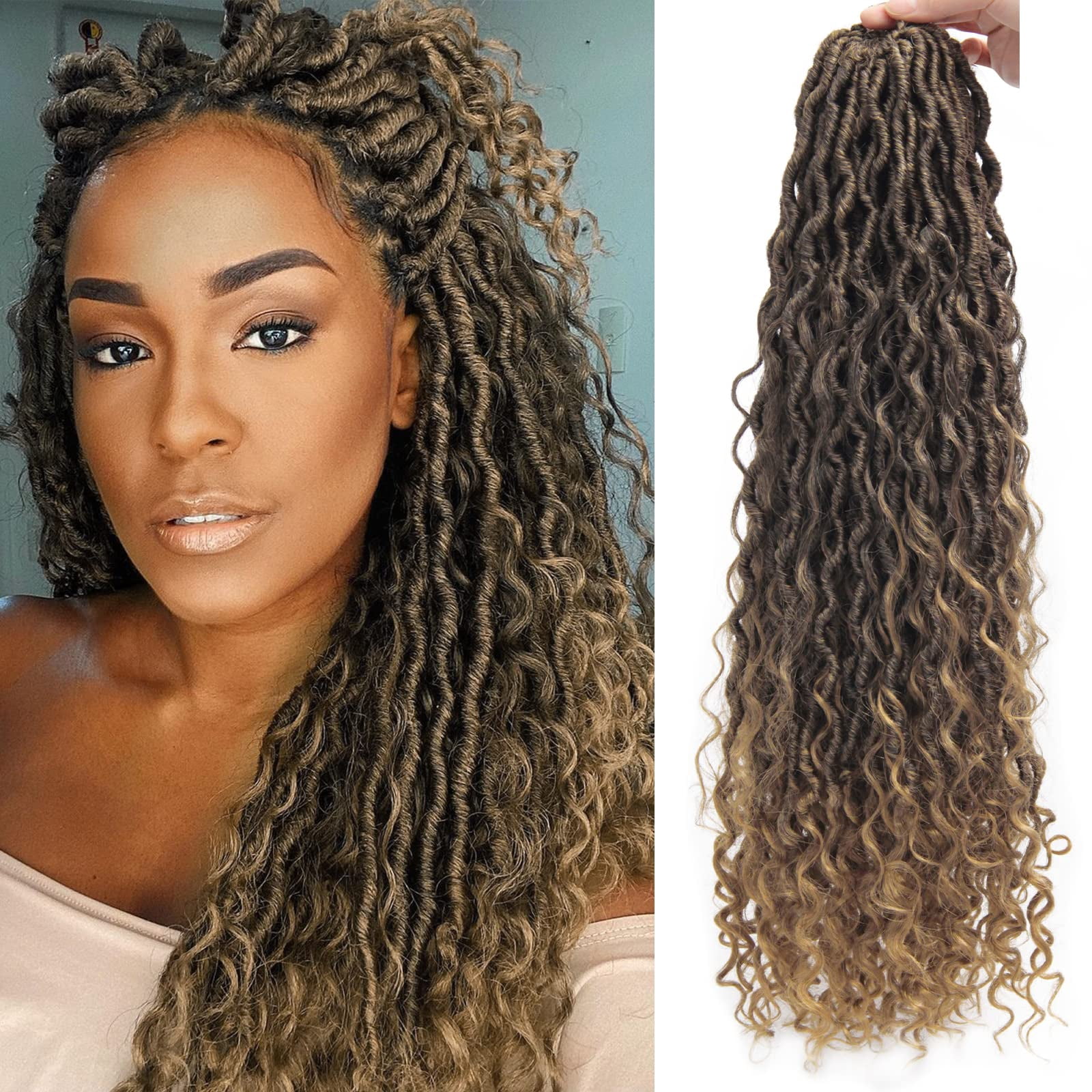 6Packs Goddess Locs Crochet Hair,22Inch Curly Faux Locs Crochet Hair ...