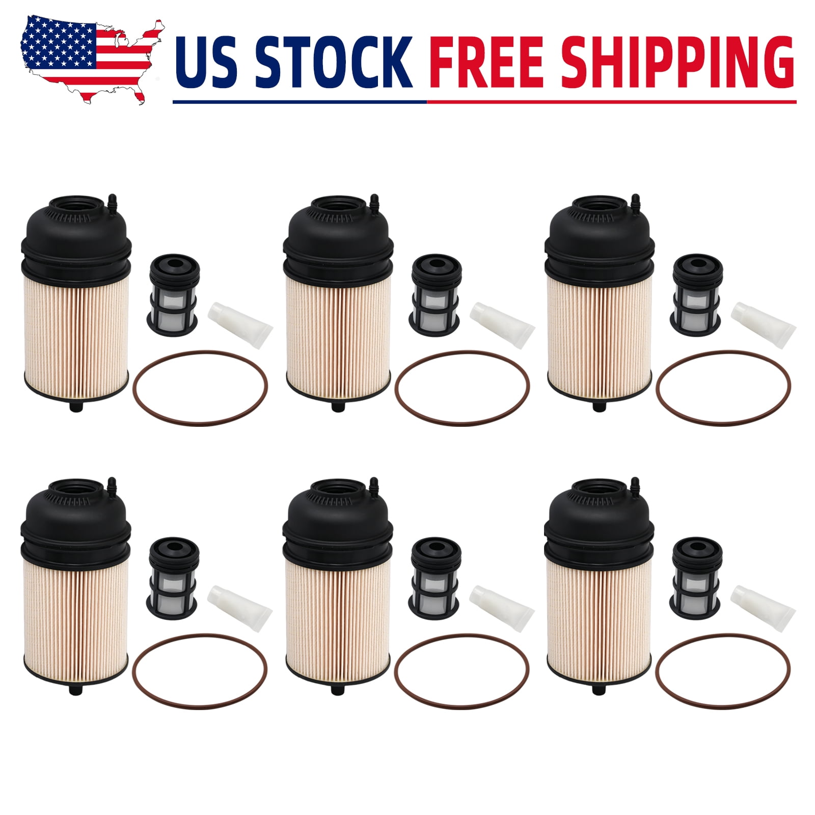 6Packs PF9908 Fuel Filter Element and Pre-screen Replacement for Detroit Diesel Engines DD13 ...