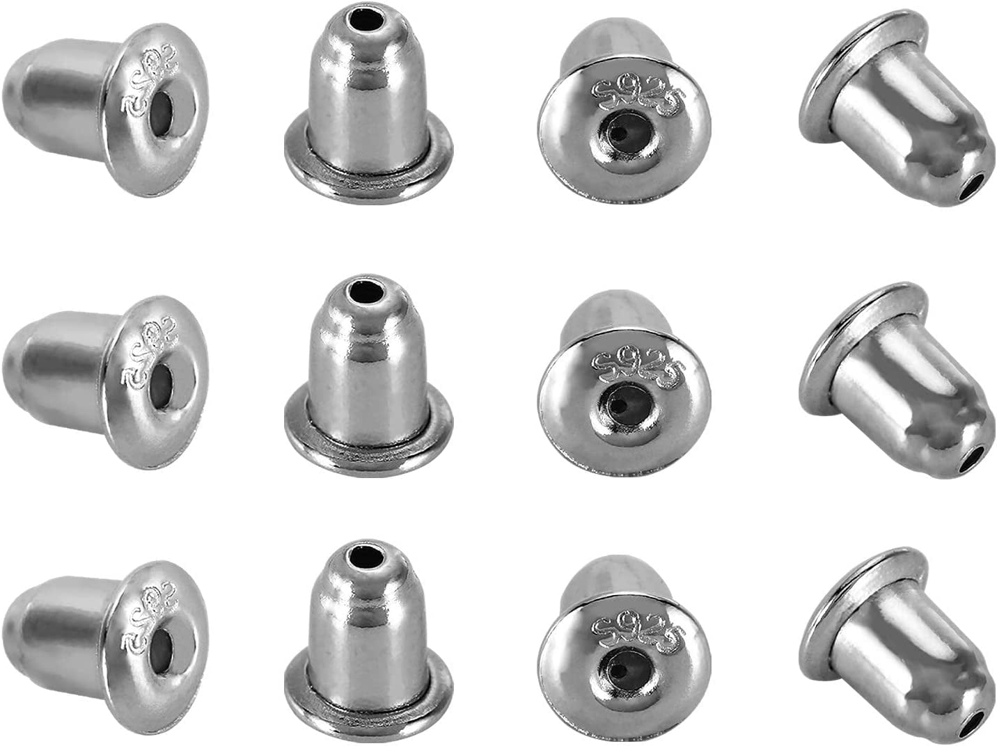 6Pairs/12Pcs White Gold Plated Metal Earring Backs for Studs, S925 ...