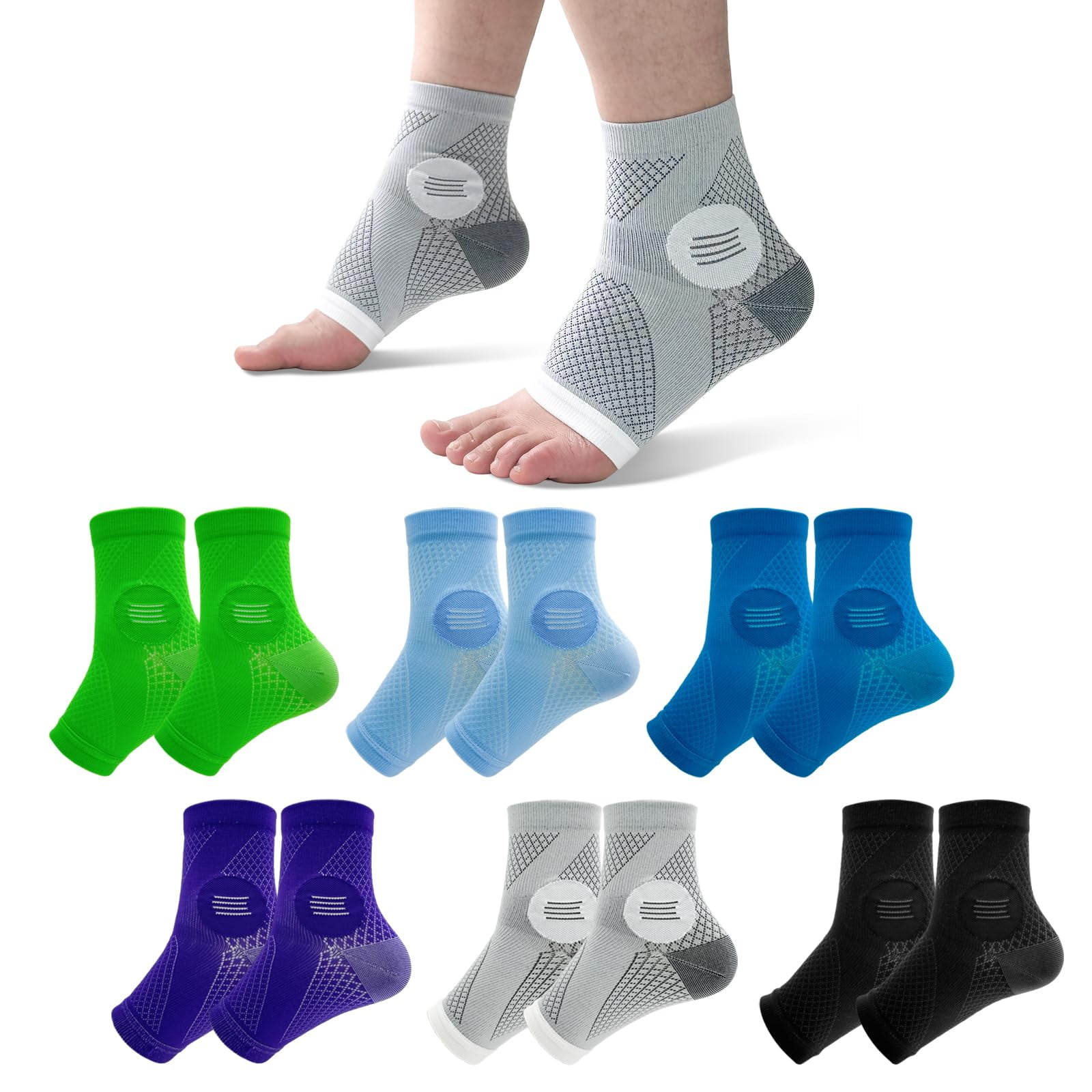 6Pairs Neuropathy Socks for Women and Men, Toeless Compression Socks ...