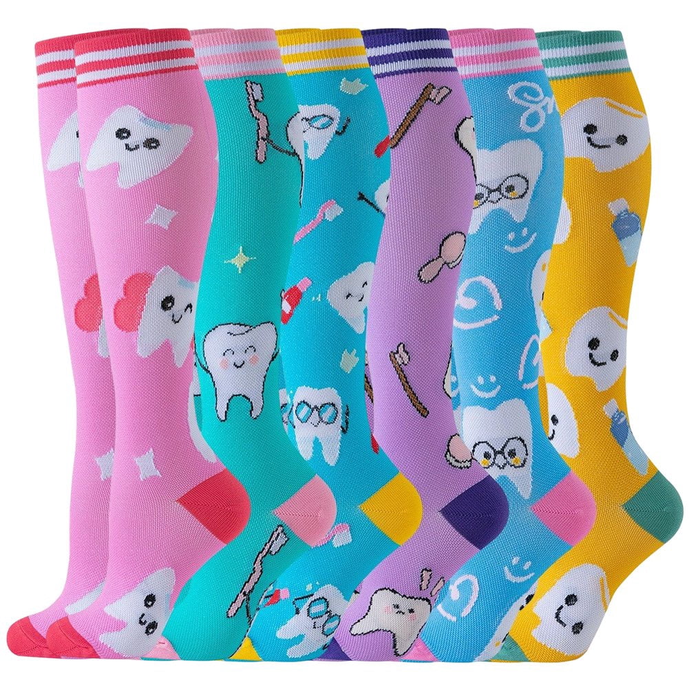 6Pairs/Set Dental Teeth Pattern Socks Novelty Funny Tooth Pattern ...