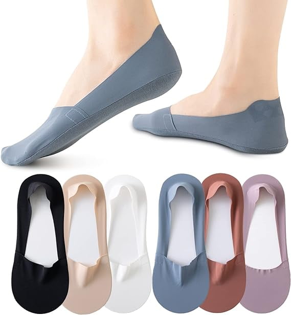 6Pairs Women No Show Socks Ultra Low Cut Liner Socks Ice Feeling socks ...
