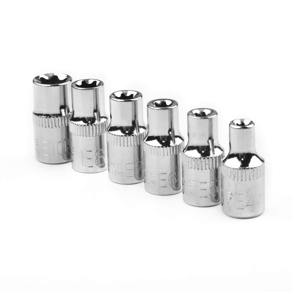 6Pc 1/4 Inch Torx Star Female Bit E Socket Set E4 E5 E6 E7 E8 E10 Hand ...