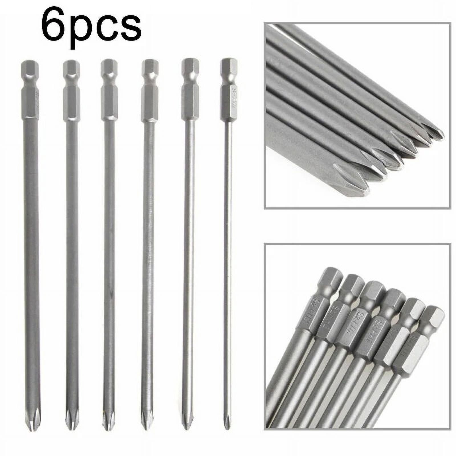 6Pc 1/4In Shank 150Mm Long Steel Magnetic Hex Cross Head Screwdriver ...