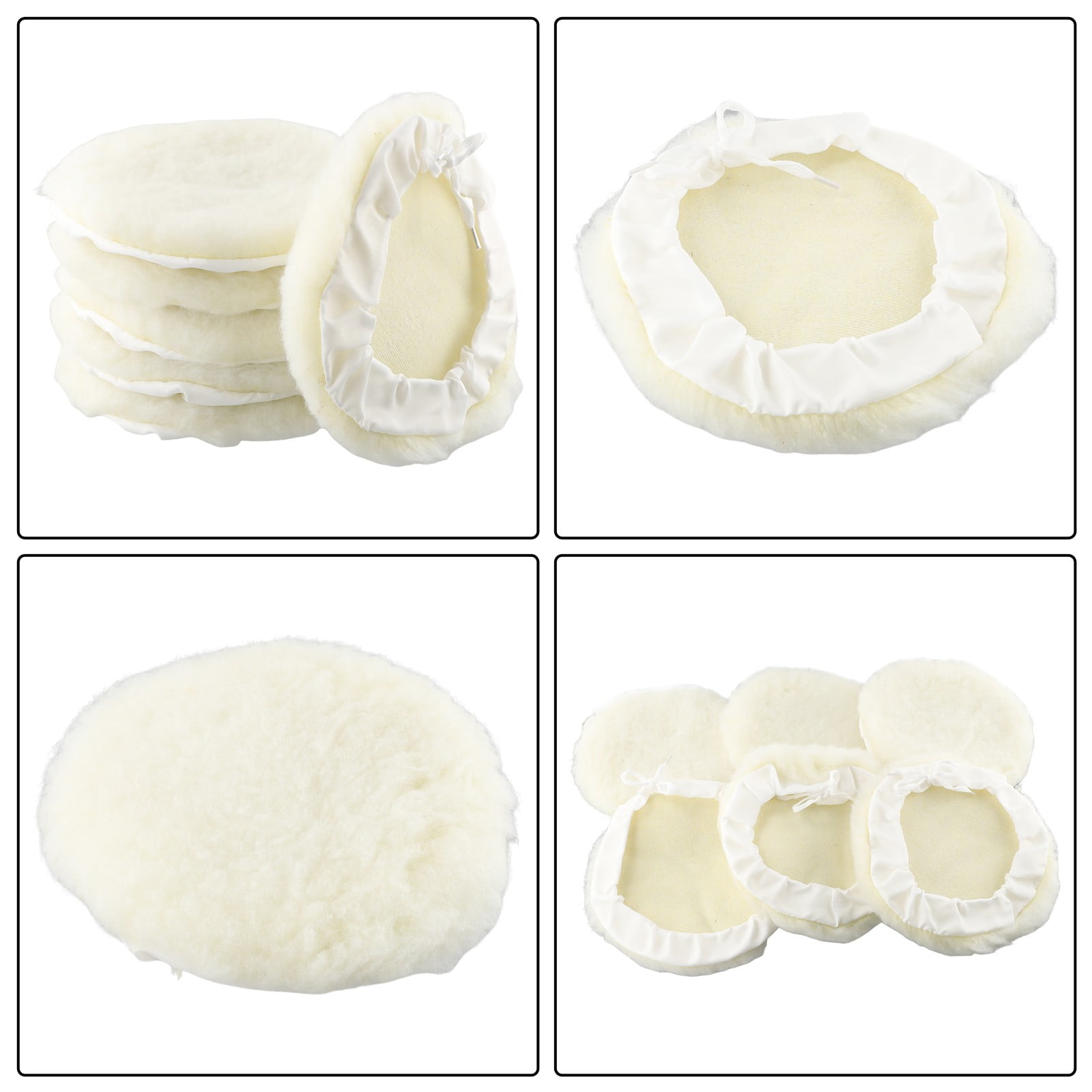 6Pc 7Inch Car Lambs Wool Bonnet Buffing Wheel Pad Buffer Polishing ...