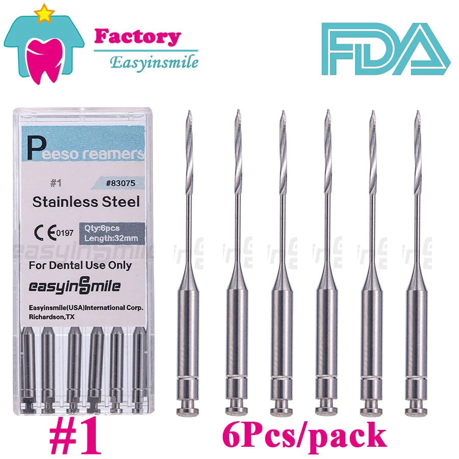 6Pc Dental Peeso Reamers Gates Glidden Drills Endodontic Stainless Burs ...