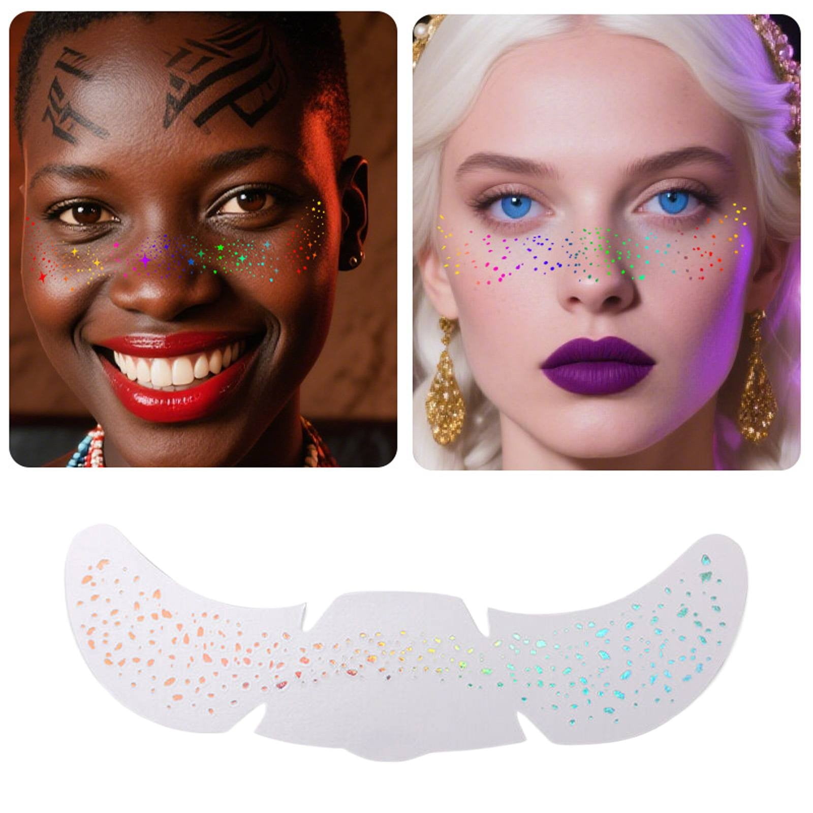 6Pc Face Glitter Freckles Rainbow Makeup Patches- Freckles Stickers,6 ...