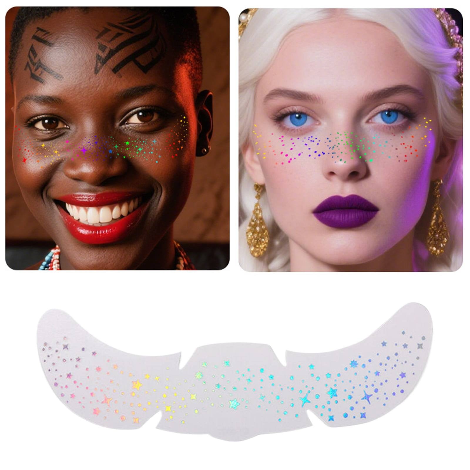 6Pc Face Glitter Freckles Rainbow Makeup Patches- Freckles Stickers,6 ...