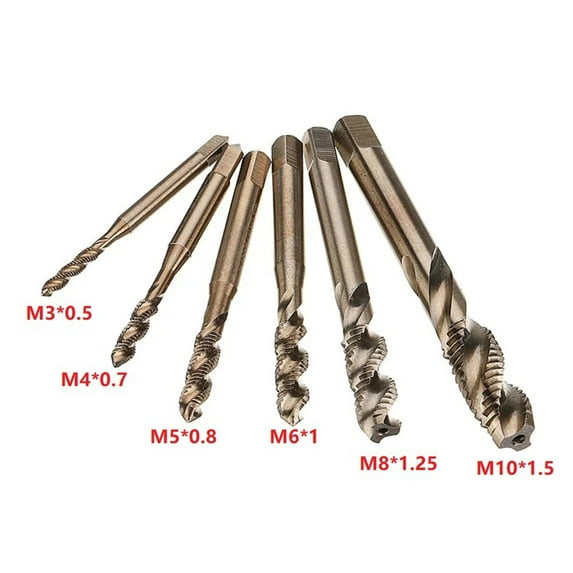 6Pc M3-M10 Hss- Balt M35 Machine Sprial Flutes Taps Metric Screw Tap ...