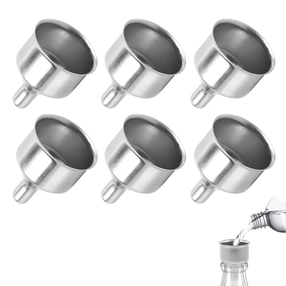 6Pc Mini Stainless Steel Portable Funnels Kitchen Spices Liquid Oil ...