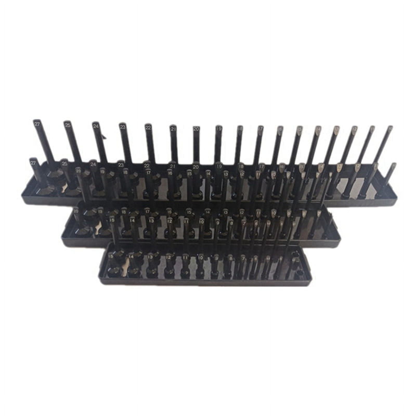 6Pc Socket Organizer Tray Set Black Metric Socket Trays 1/4Inch 3/8Inch & 1/2Inch Drive Deep and ...