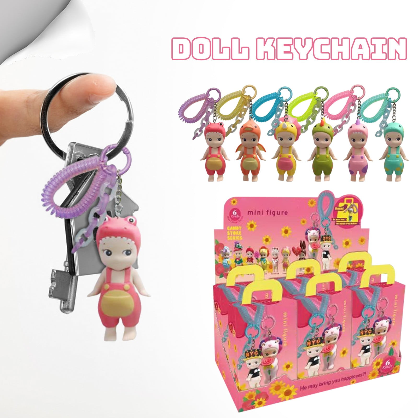 6Pc Sonny Angel Dinosaur Series Blind Box Keychain Mini Figure Doll ...