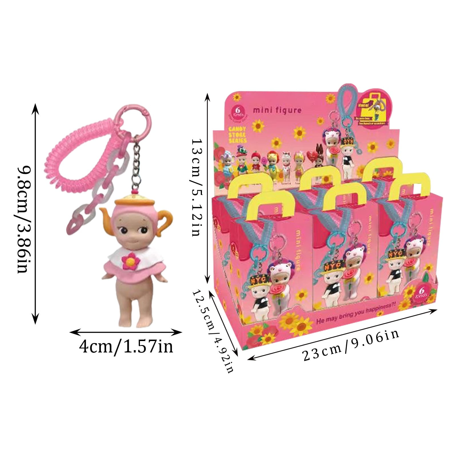 6Pc Sonny Angel Japanese Good Luck Series Blind Box Keychain Mini ...