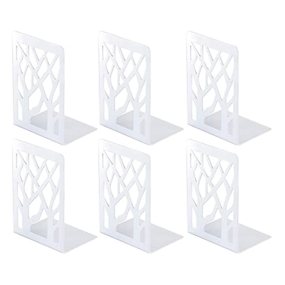 6Pc White Metal Non-Slip Bookend Bracket Heavy Book End Office Book ...