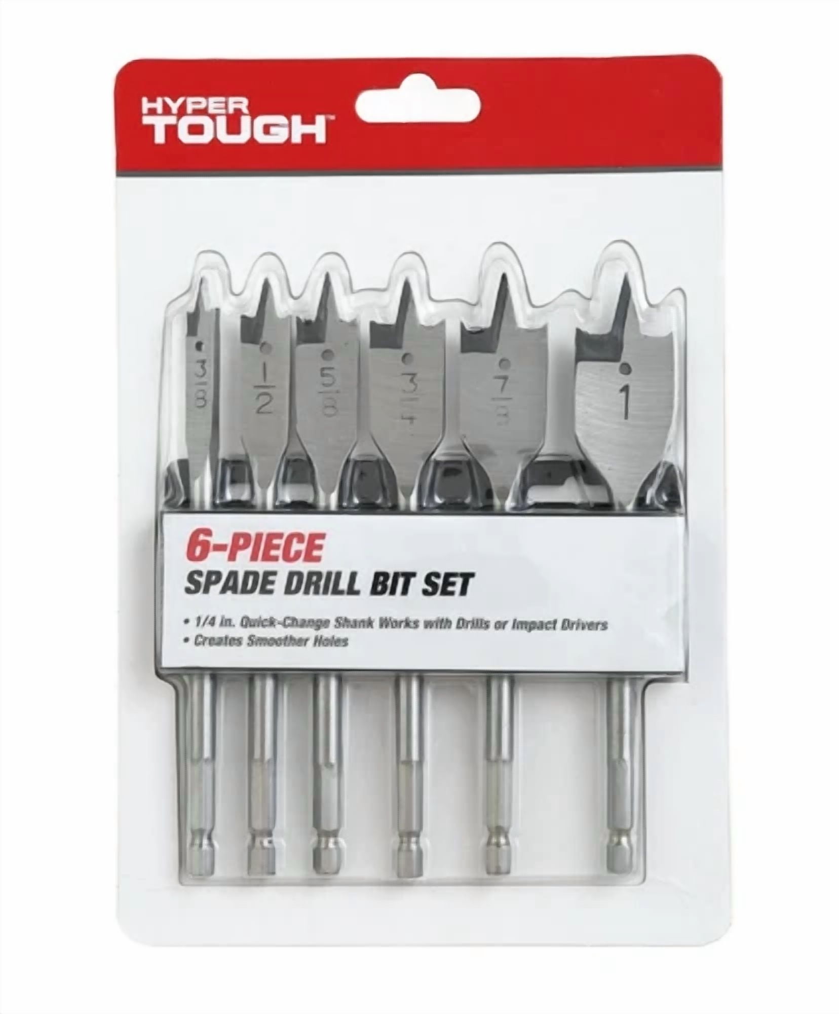 6Pc Wood Boring Drilling Spade Drill Bit Set - 1/4 Hex Drill Shank ...