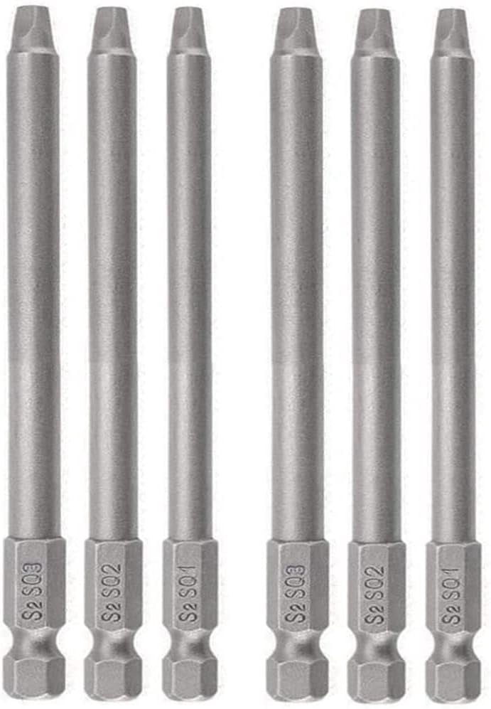 6Pcs 1/4 Inch Shank Long Magnetic Square Head Screwdriver Bits Set ...