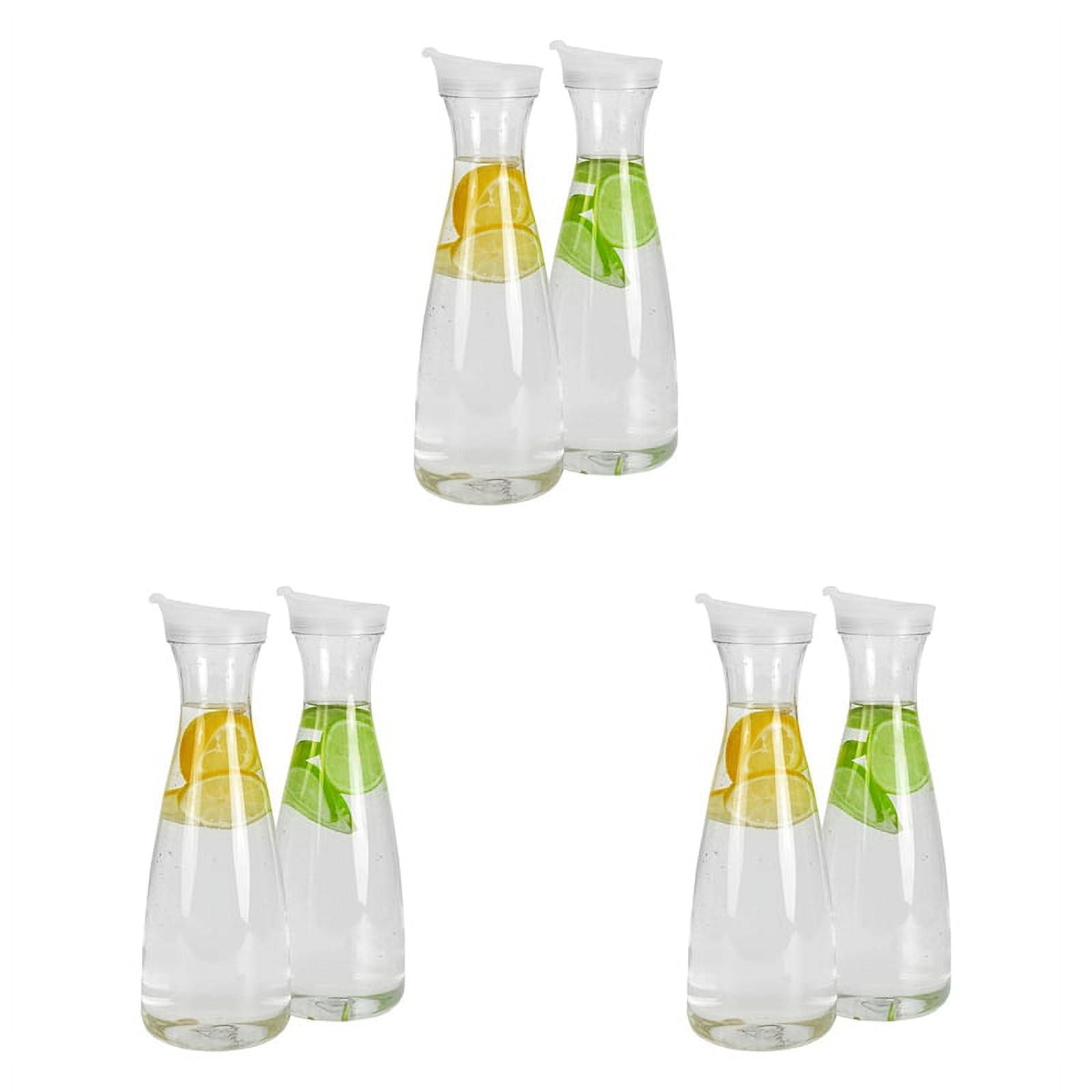 6Pcs 1.6L Plastic Water Carafes with White Flip Tab Lids- Food Grade ...
