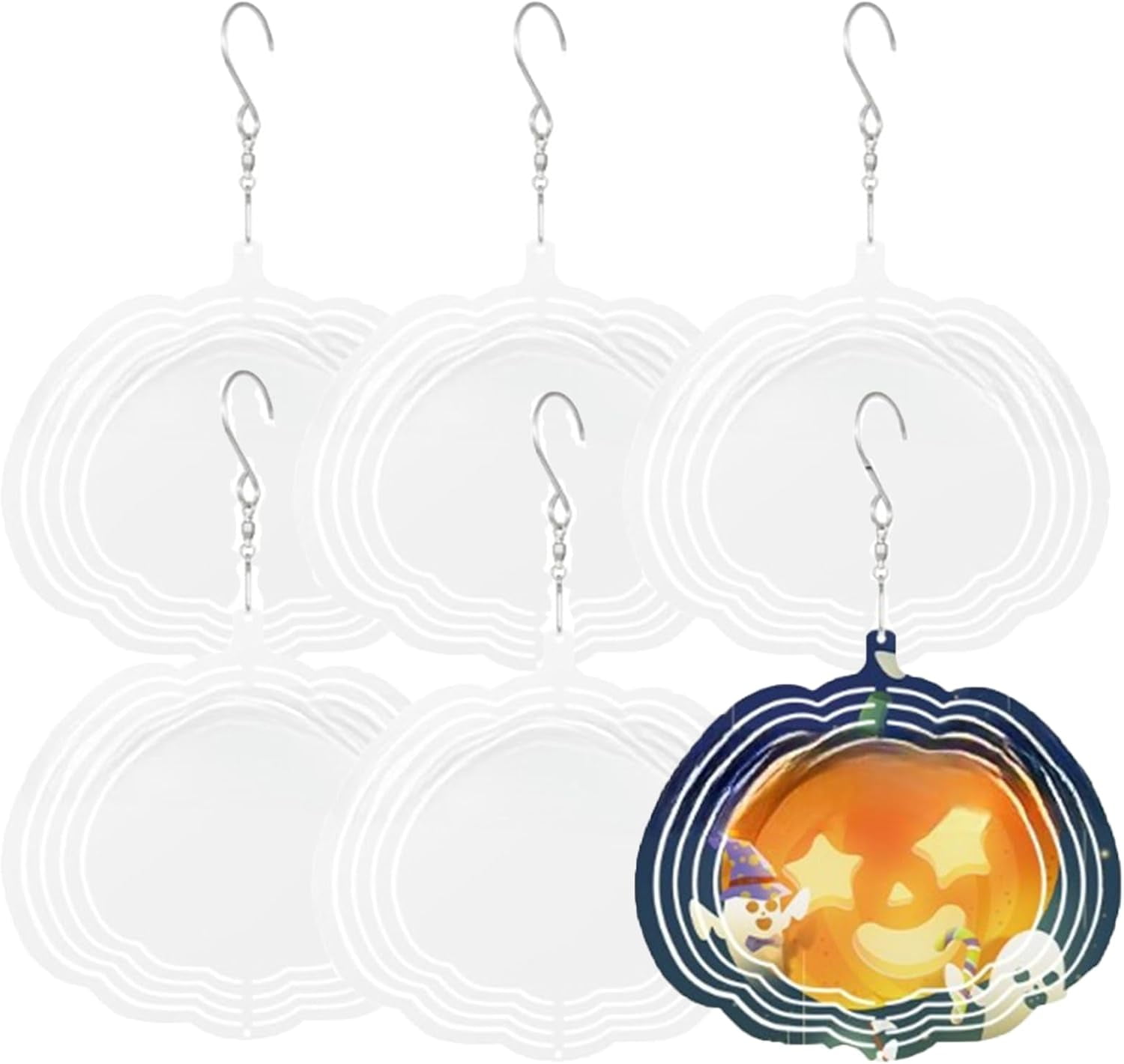 6Pcs 10 Inch Sublimation Wind Spinner Blanks,Pumpkin-Shaped Hanging ...